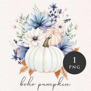 Boho Fall Pumpkin Sublimation Clipart Floral Pumpkins Bouquets PNG ...