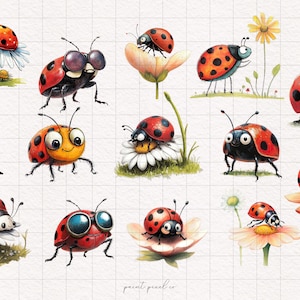 Quirky Ladybug Clipart Lady Bug PNG Whimsical Ladybug Sublimation Clip ...