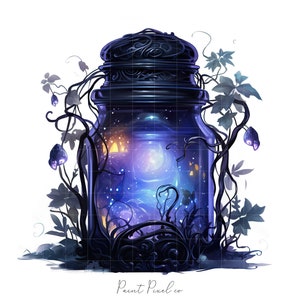 4 Watercolor Gothic Jars Clipart High Quality Jpgs Spooky Apothecary ...