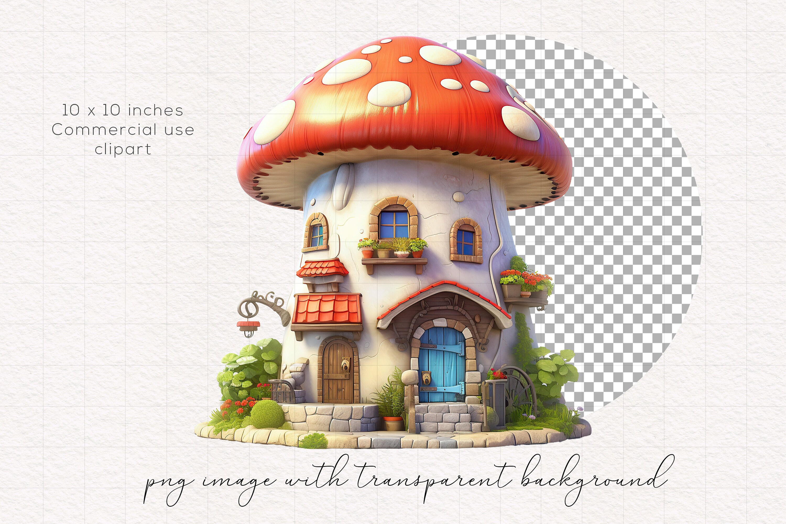 Toadstool House Watercolor Mushroom PNG Clipart Red Fantasy ...