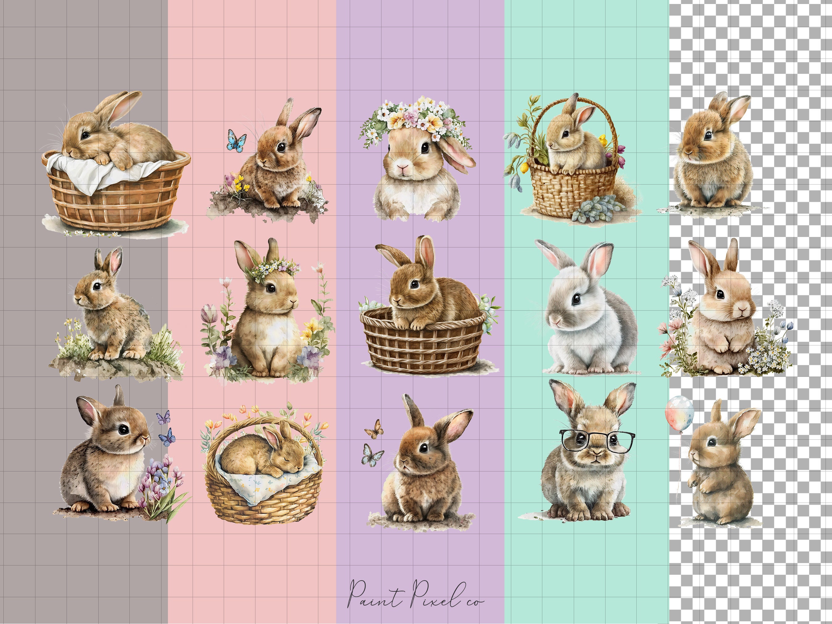 Woodland Animals PNG Watercolor Baby Rabbit Clipart Cute Baby - Etsy