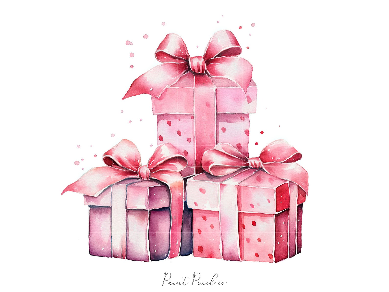 10 Pink Christmas Present Clipart High Quality Jpgs Wrapped Box Clip ...