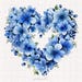 4 Blue Floral Heart PNG Blue Flowers Heart Clipart Valentine Watercolor ...