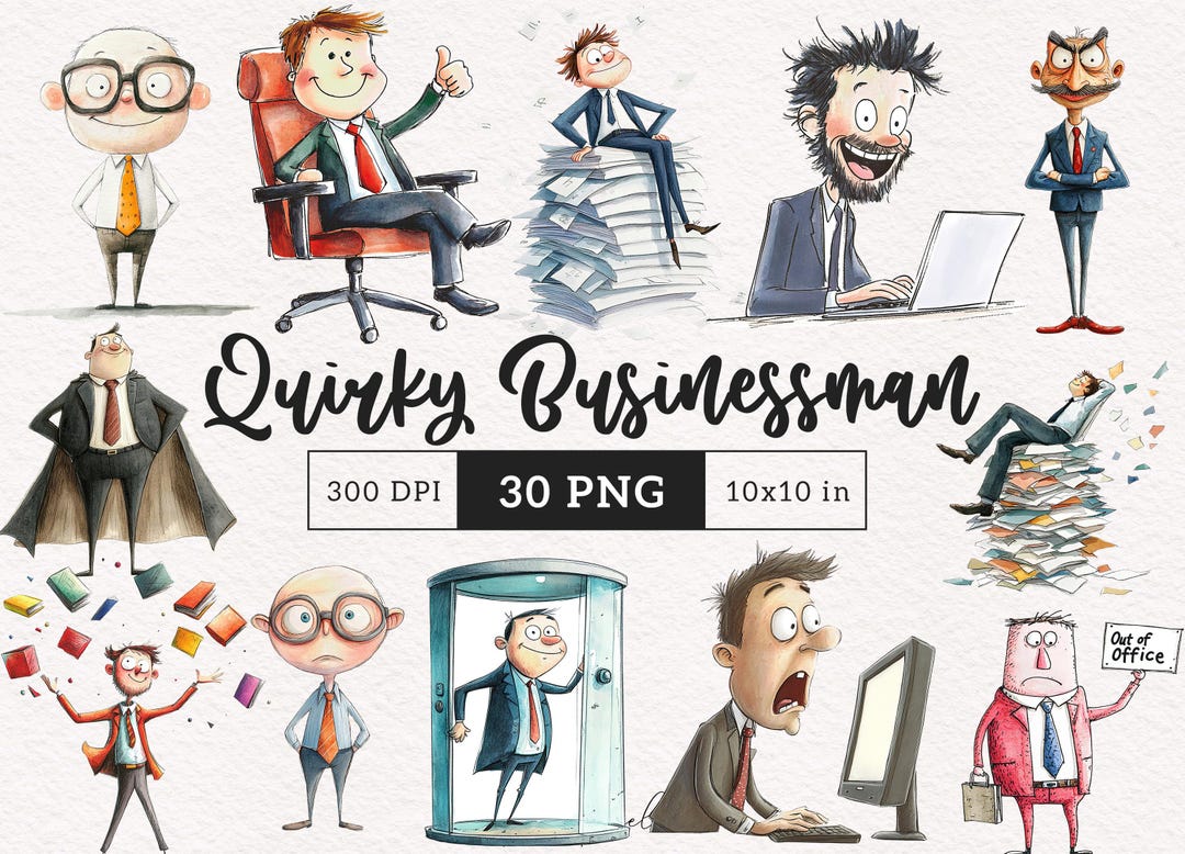 Quirky Businessman Clipart Funny Leadership PNG Whimsical CEO Office ...