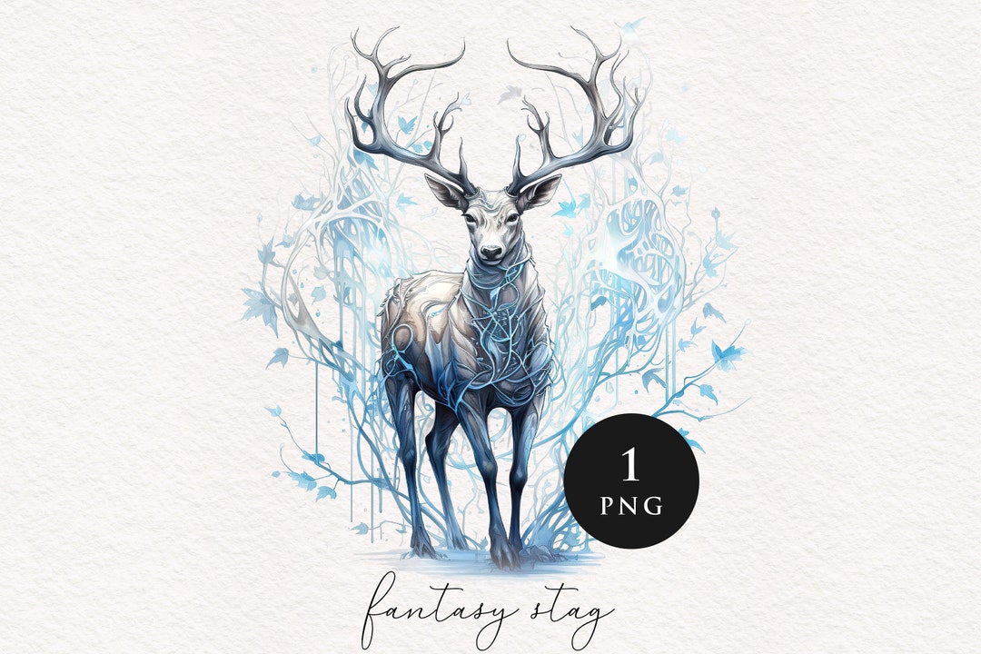 Mystery Stag PNG Magic Supernatural Mysterious Watercolor Patronus Clip ...