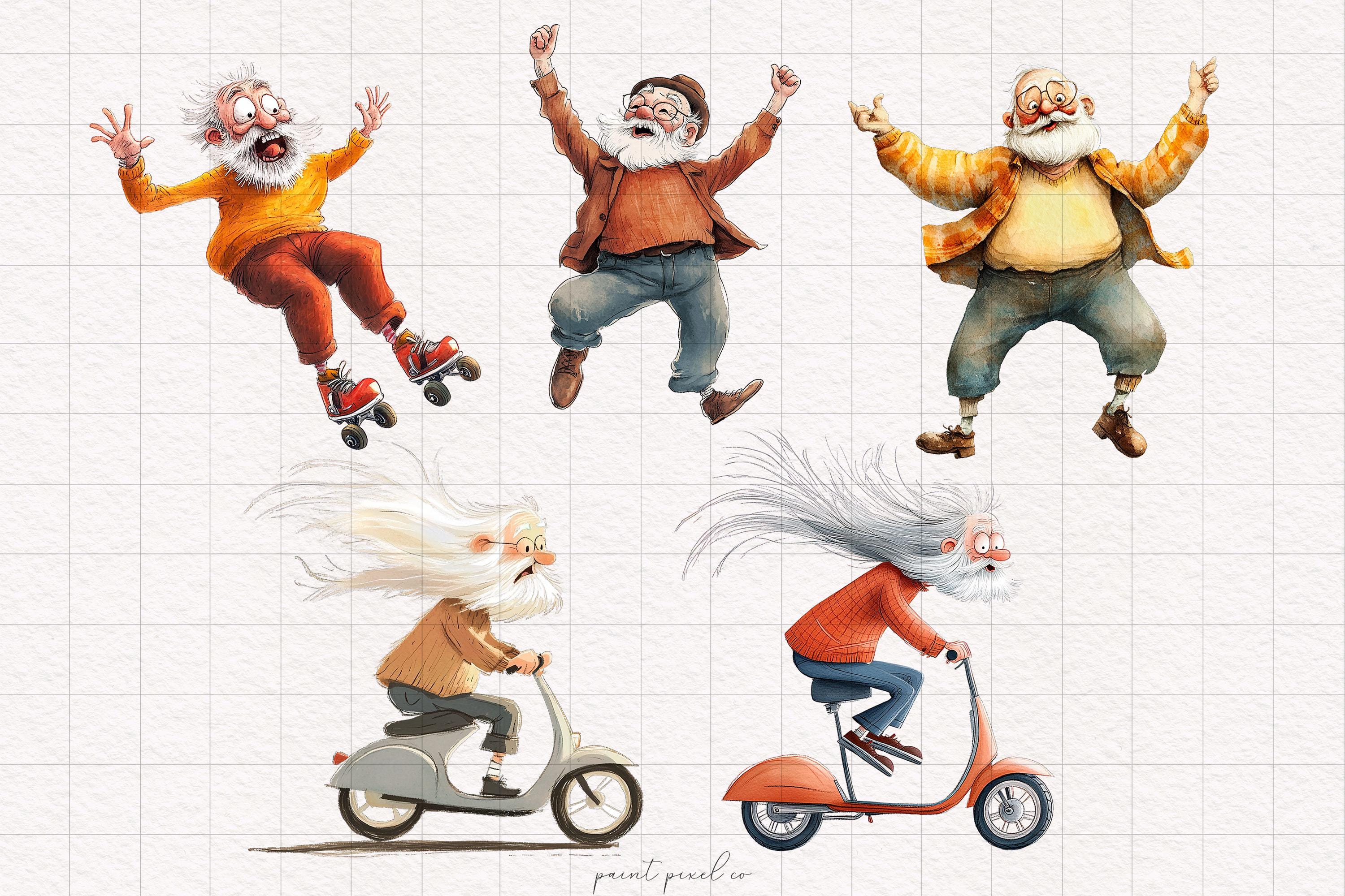 Quirky Old Men Clipart Grandpa PNG Whimsical Funny People Peculiar ...