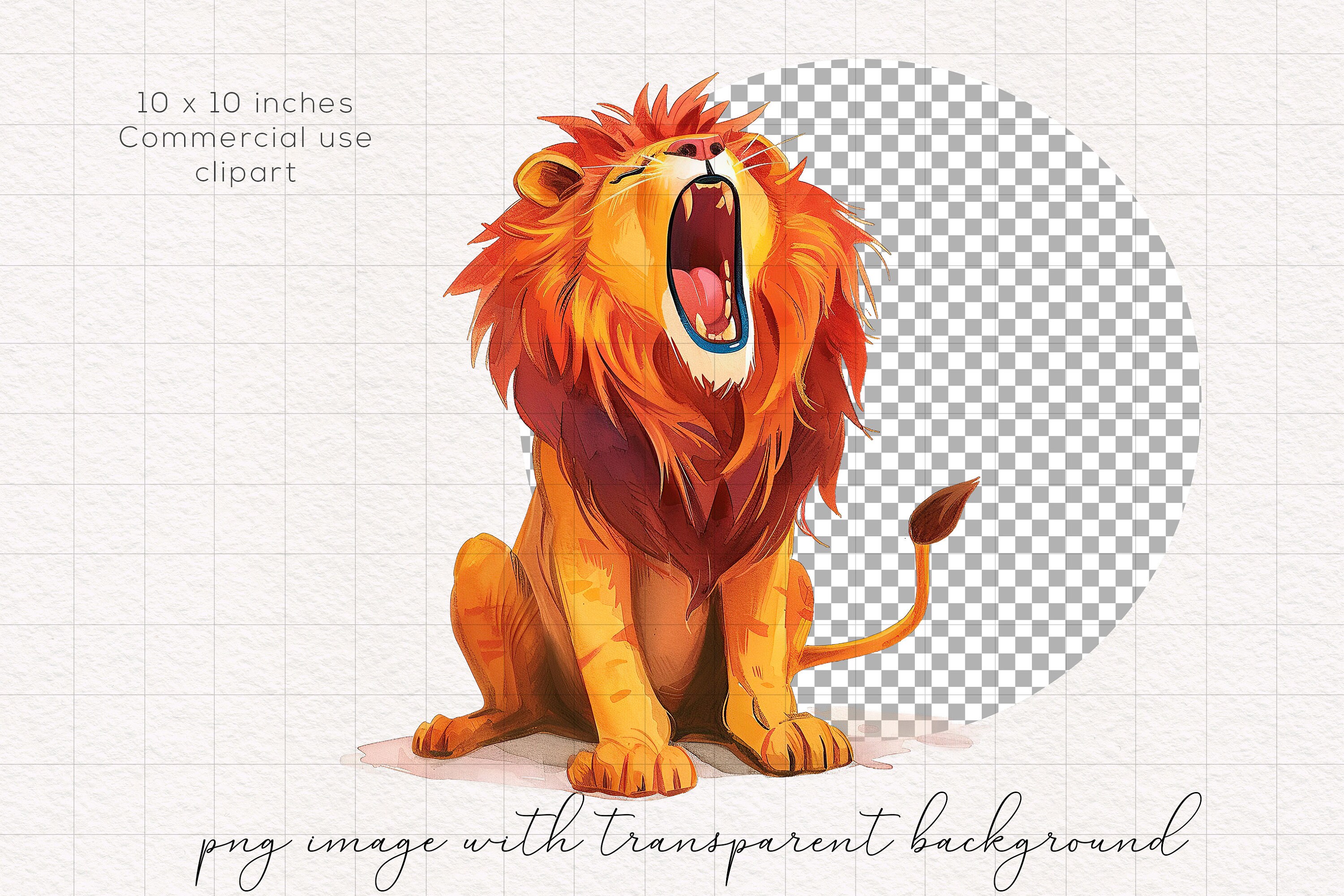Quirky Lion PNG Clipart Bundle Whimsical Lion Sublimation Clip Art ...