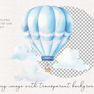 Blue Hot Air Balloon PNG Clipart Nursery Baby Shower Baby Boy Birthday ...