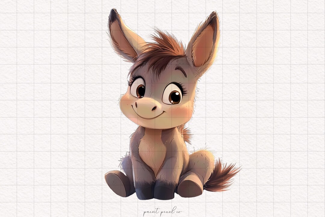 9 Quirky Baby Donkey Clipart PNG Whimsical Cute Donkeys Sublimation ...