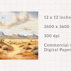 Watercolor Desert Digital Paper Set PNG Western Sahara Backdrop Sunny ...