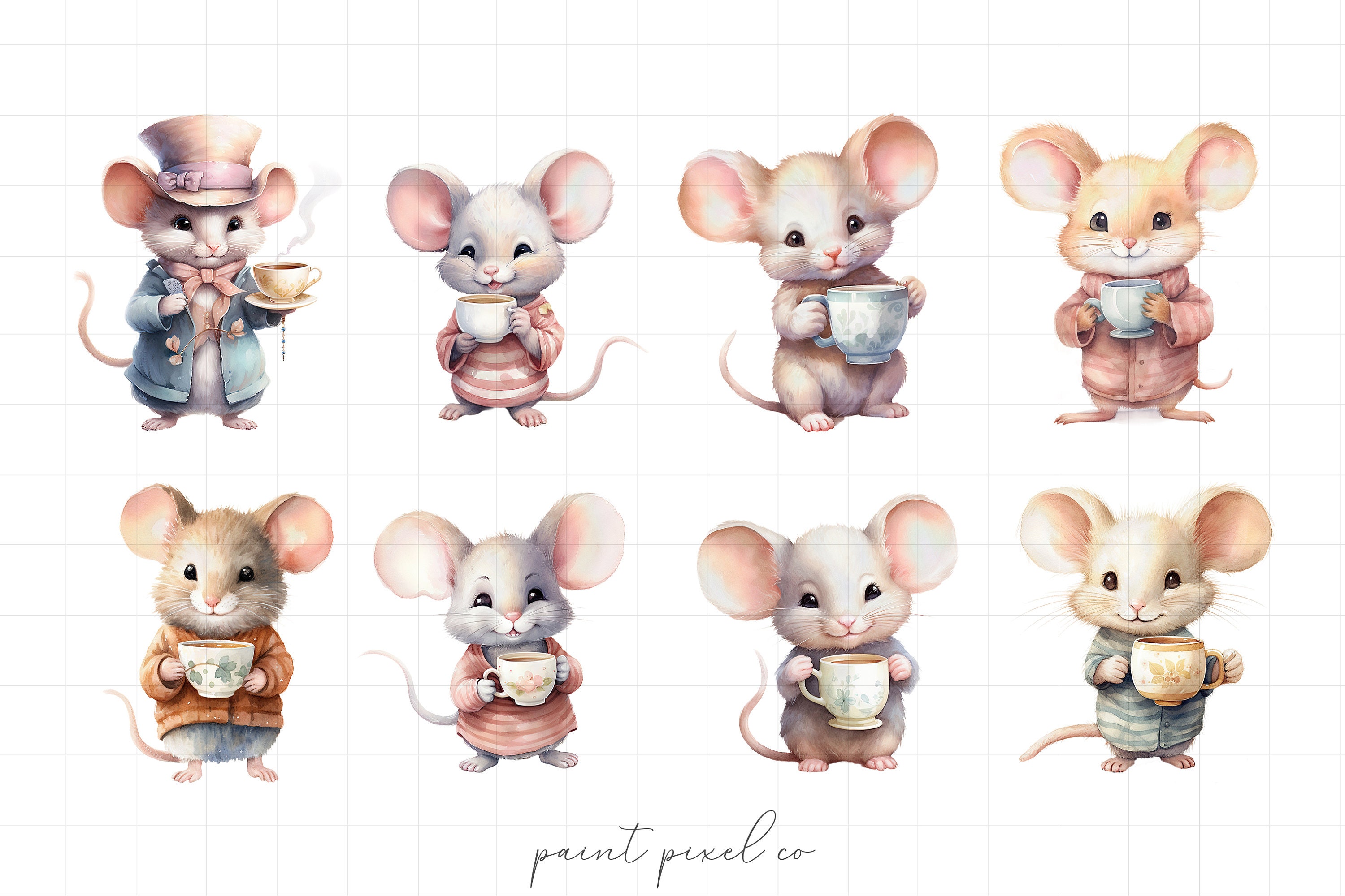 Mouse Drinking Tea PNG Clipart Sweet Animal Clip Art Nursery Adorable ...