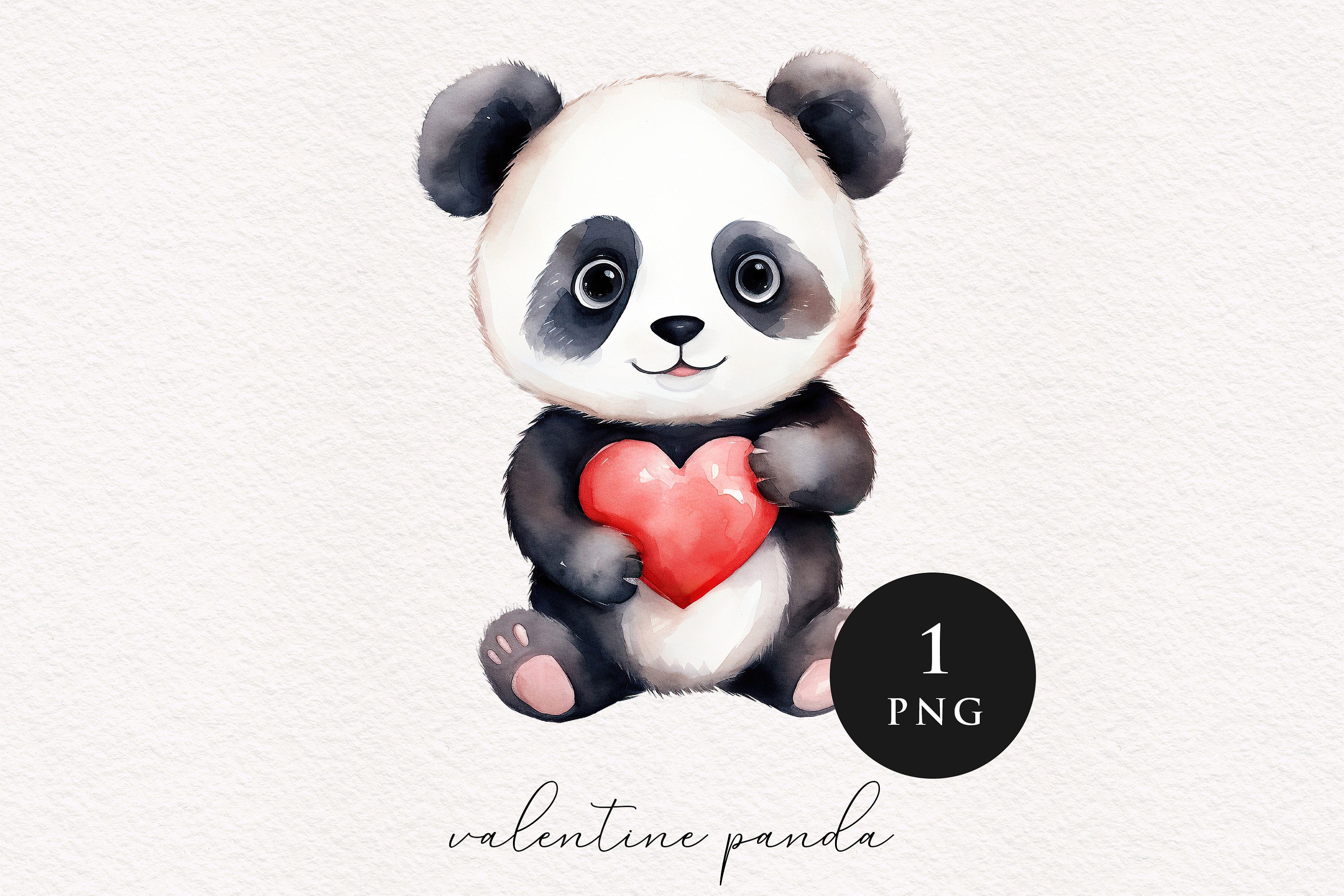 Valentine Panda Clipart PNG Watercolor Animals Lovers Day Sublimation ...