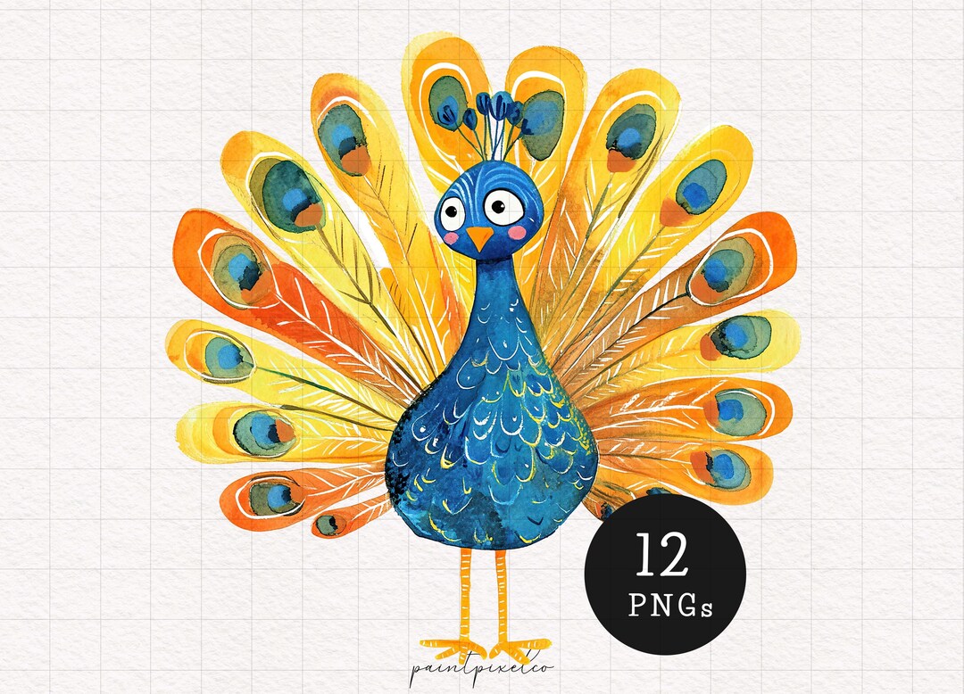Quirky Peacock Clipart Funny Birds PNG Whimsical Birds Clip Art Whimsy ...