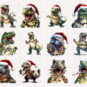 Christmas Trex Clipart Holiday Dinos Winter T-rex PNG Xmas Dinosaur ...