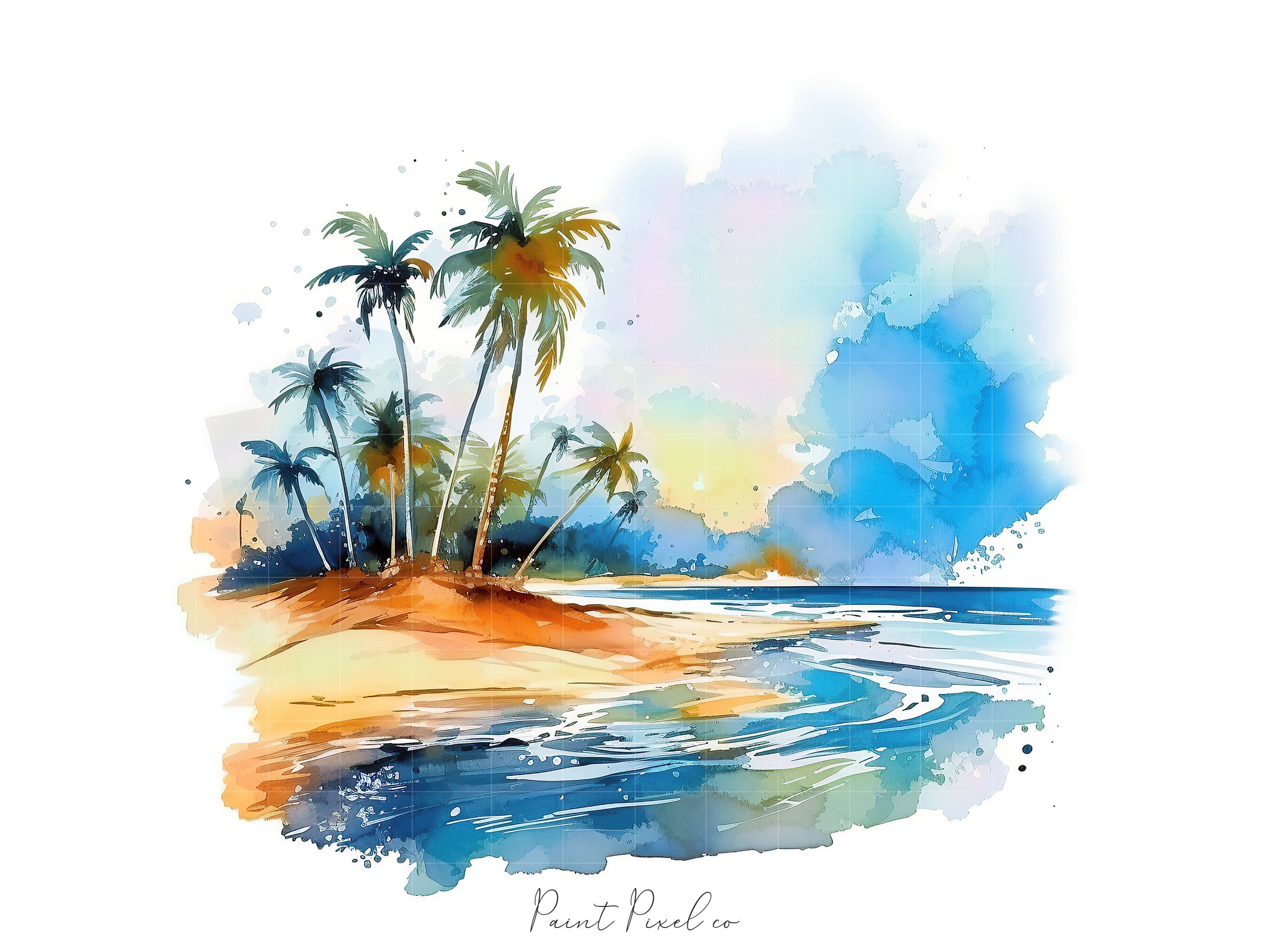 25 Watercolor Beach Clipart High Quality Jpgs Scrapbook Junk - Etsy