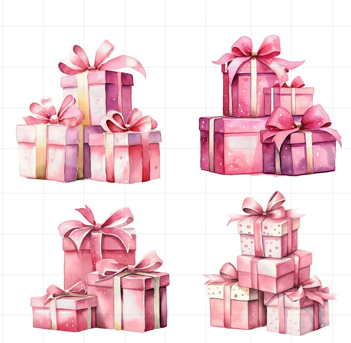 Pink Presents Clipart PNG Gifts Holiday Clip Art Cute Pastel - Etsy