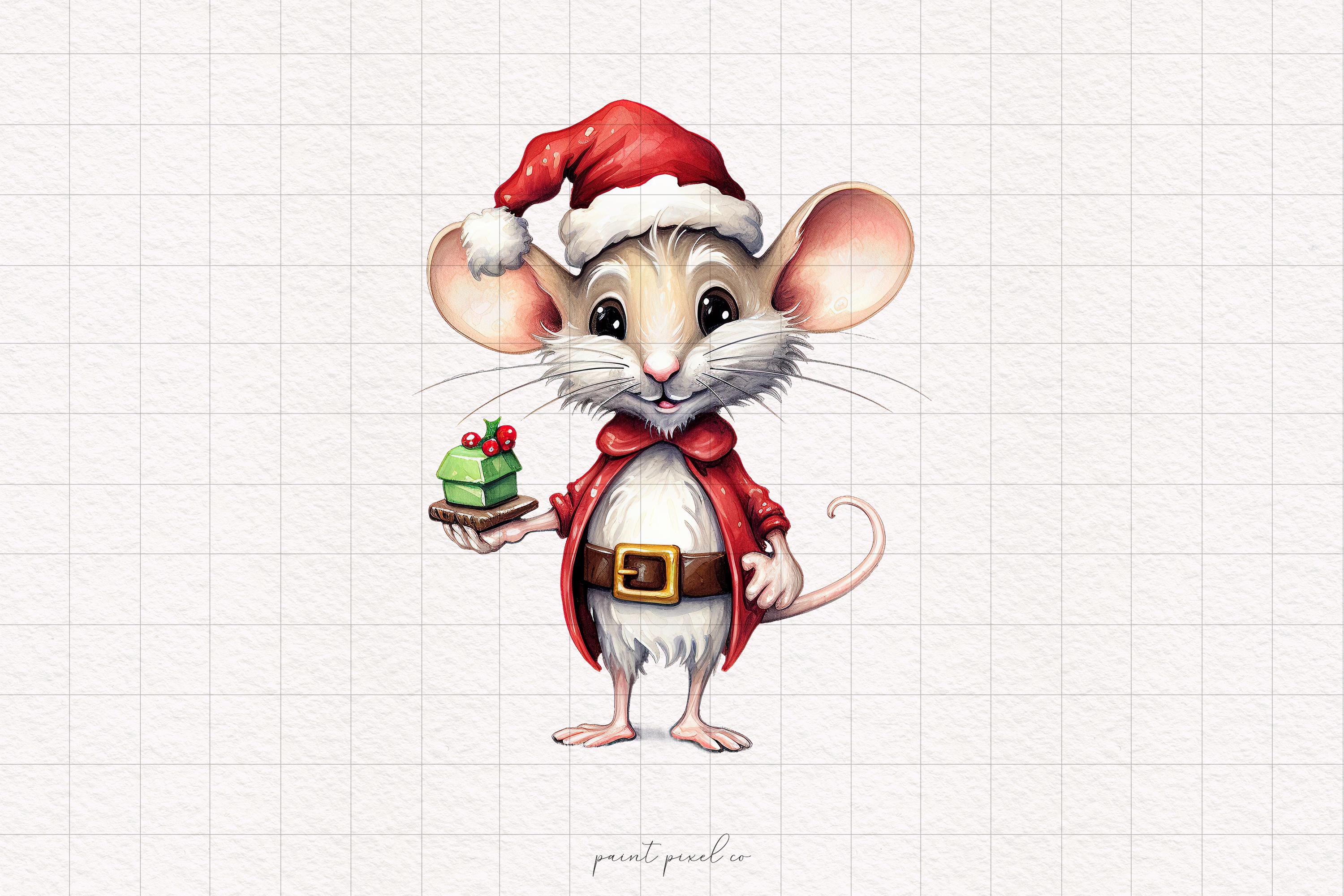 8 Quirky Christmas Mouse Clipart Whimsical Funny Animals Silly Holiday ...