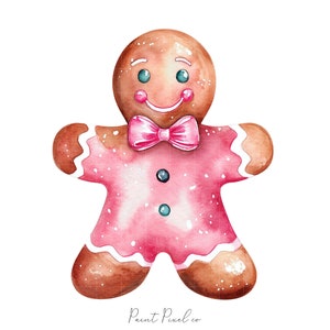10 Pink Gingerbread Man Clipart High Quality Jpgs Pink Christmas Clip ...