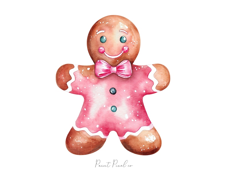 10 Pink Gingerbread Man Clipart High Quality Jpgs Pink Christmas Clip ...