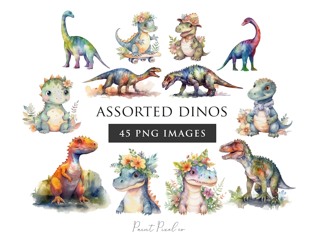 Dinosaur PNG Dino Clipart T-rex Watercolor Dinosaur - Etsy