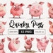 Quirky Pig Clipart PNG Whimsical Pigs Sublimation Clip Art Farm Animals ...