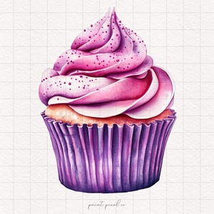 8 Purple Cupcakes PNG Valentines Day Cupcake Clipart Cute Sweet Treats ...