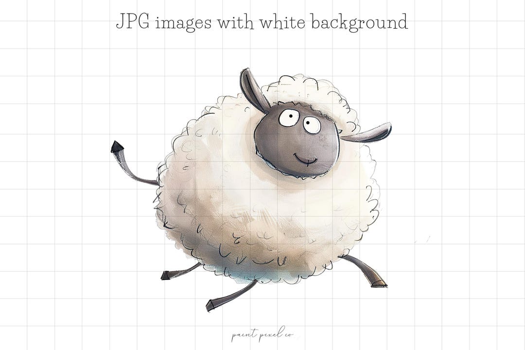 13 Quirky Sheep JPG Clipart Whimsical Sheep Sublimation Clip Art Funny ...