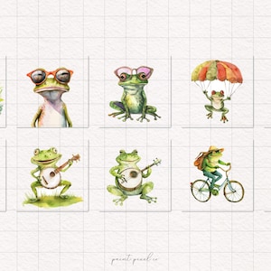 Quirky Frog Clipart Whimsical Funny Frog PNG Frogs in Pond Sublimation ...