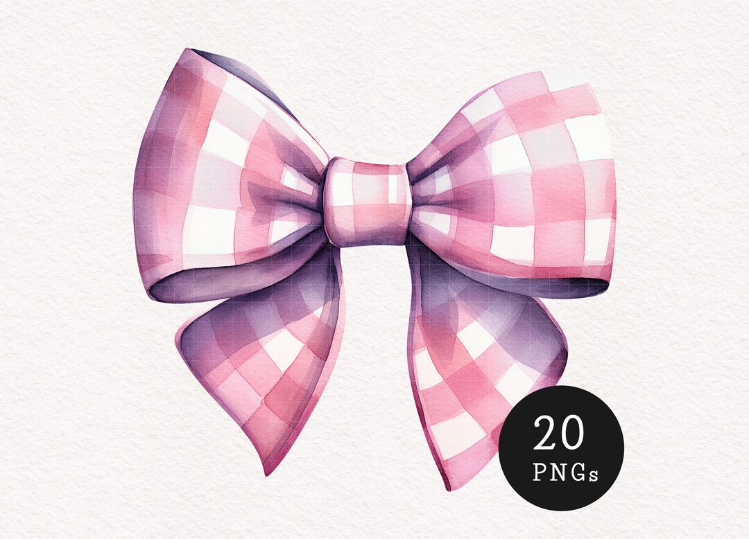 Pink Bow Clipart Watercolor Coquette Bows Graphics PNG Pretty Pink ...