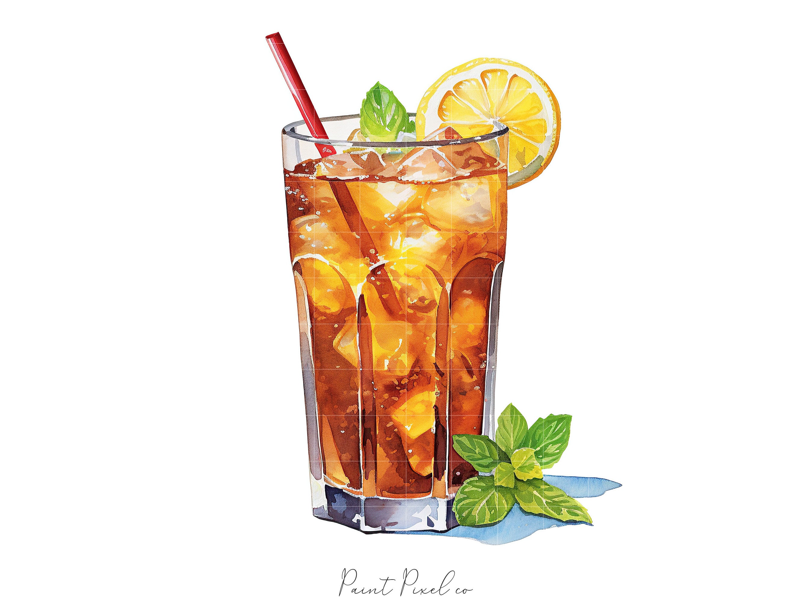 8 Long Island Iced Tea JPG Watercolor Cocktails Clipart High Quality ...