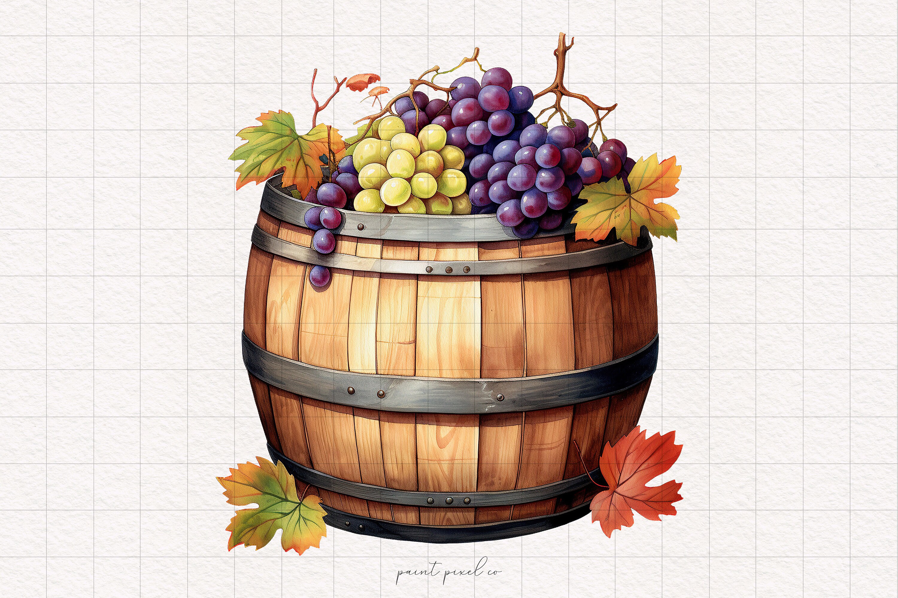 8 Watercolor Cute Fall Barrels Decor Clipart Boho Autumn PNG Watercolor ...