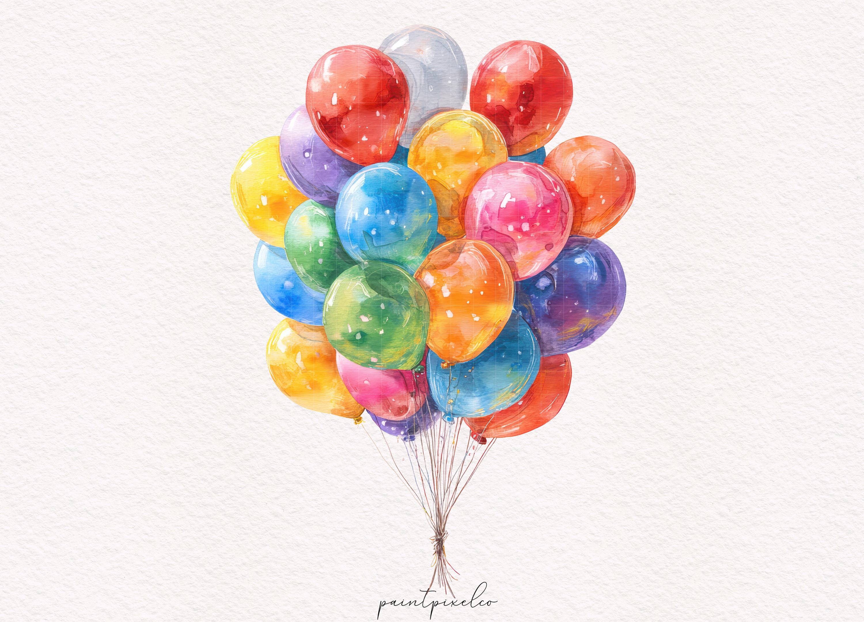 11 Rainbow Balloons Clipart Colorful Happy Birthday Decor PNG Rainbow ...