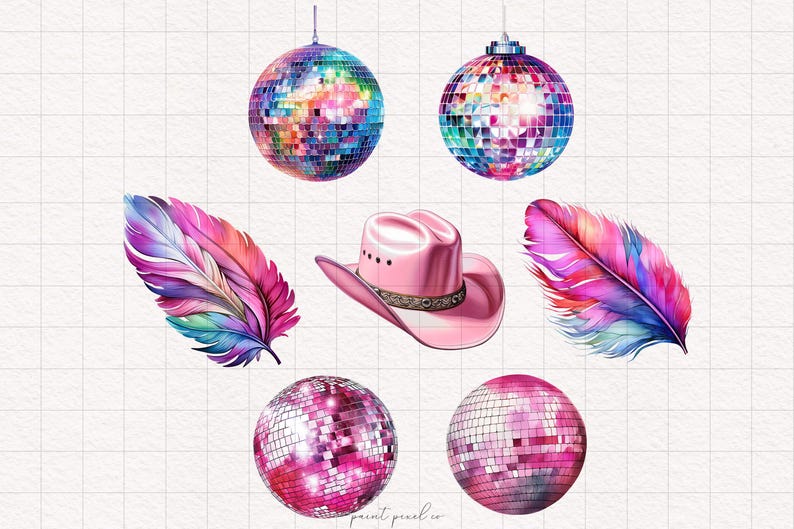 Disco Cowgirl Clipart Western Cowgirl PNG Boots Lets Go Girls Pink ...