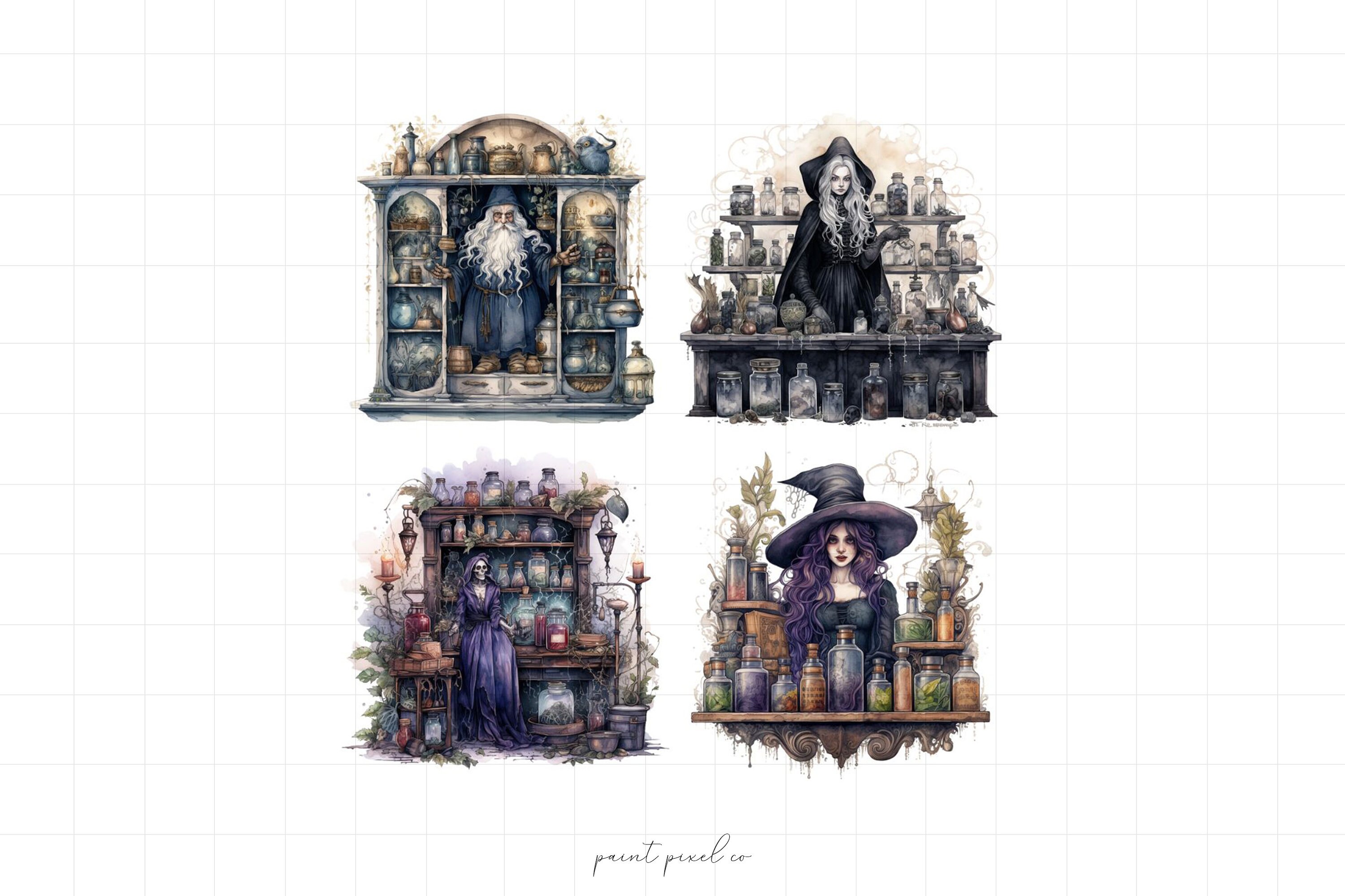Apothecary Clipart PNG Gothic Mystical Watercolor Illustrations Occult ...