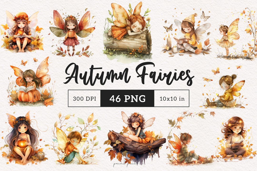 Autumn Fairy Clipart Watercolor Fairies PNG Fall Magical Autumn Decor ...
