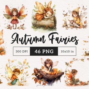 Autumn Fairy Clipart Watercolor Fairies PNG Fall Magical Autumn Decor ...