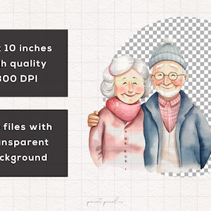 Old Couple in Love Clipart Grandparents PNG Grandma Grandpa Quirky Old ...