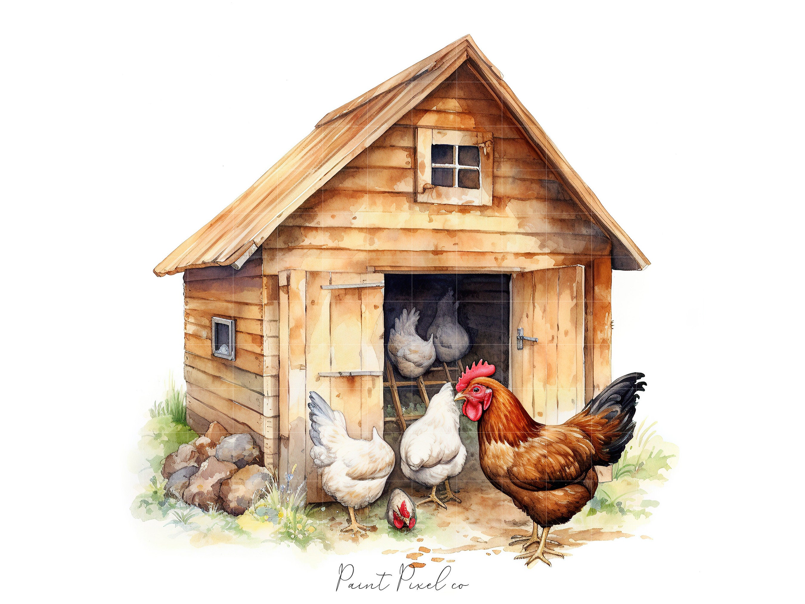 6 Farmhouse Chicken Coop Clipart Clipart High Quality Jpgs Hen - Etsy