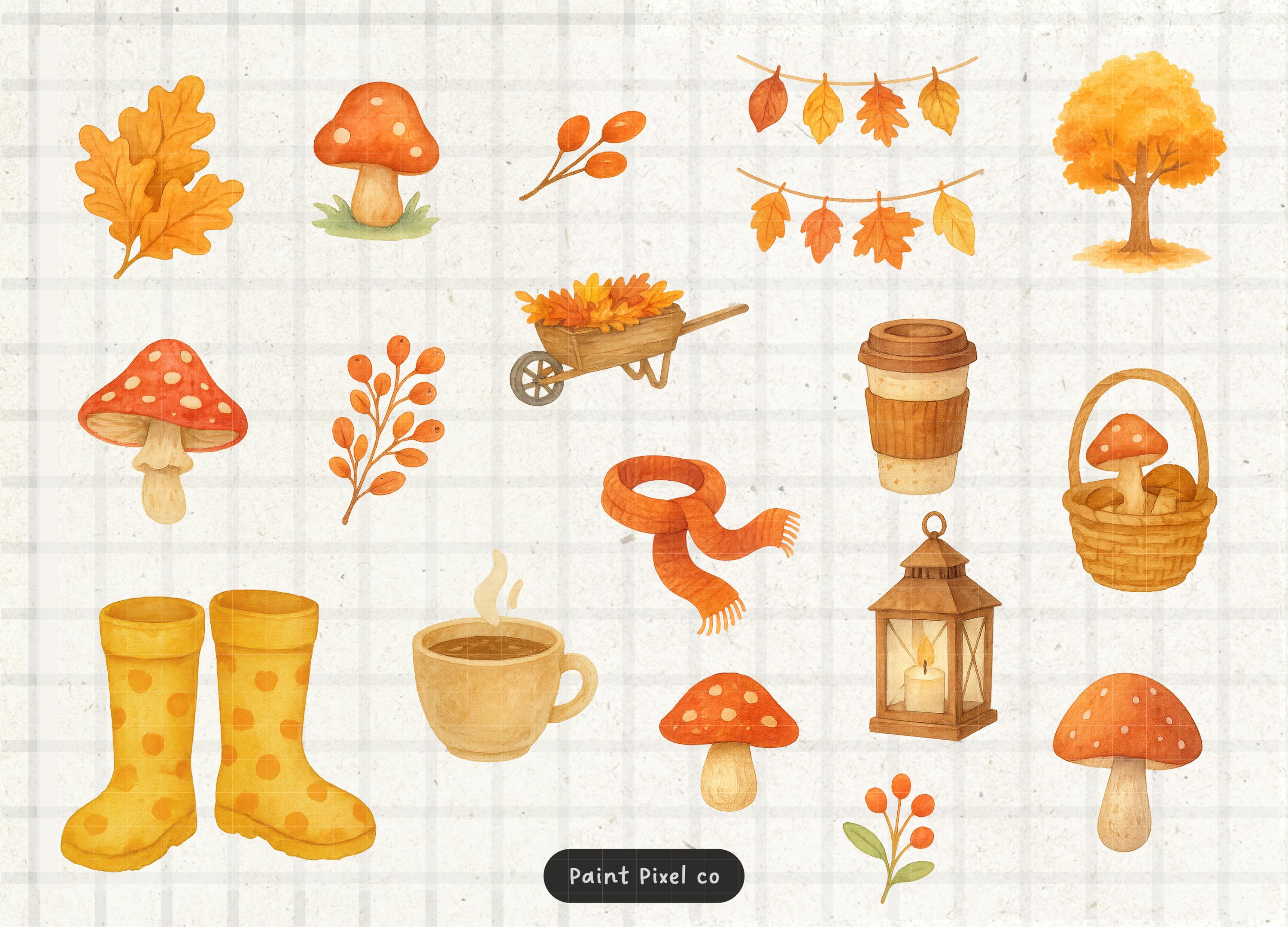 Autumn Elements Clipart - Cute Fall PNG Images (commercial Use ...