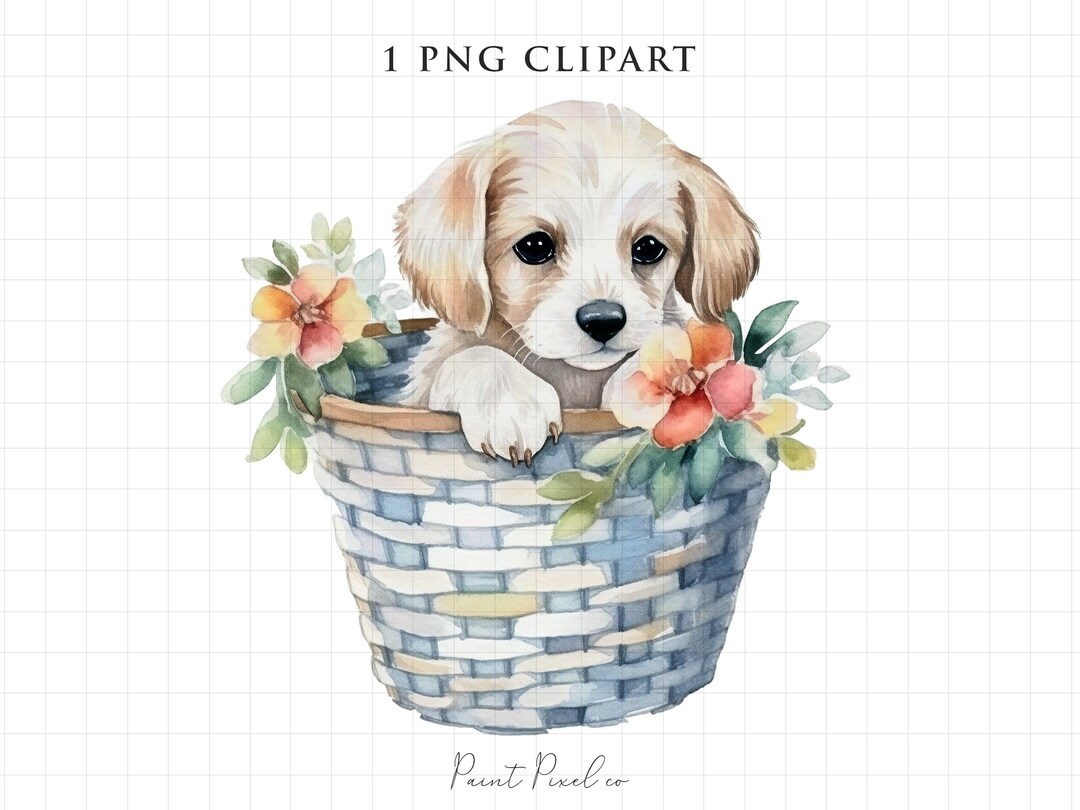 Watercolor Dog Clipart PNG Puppy Cute Clipart Dog Sublimation Card ...