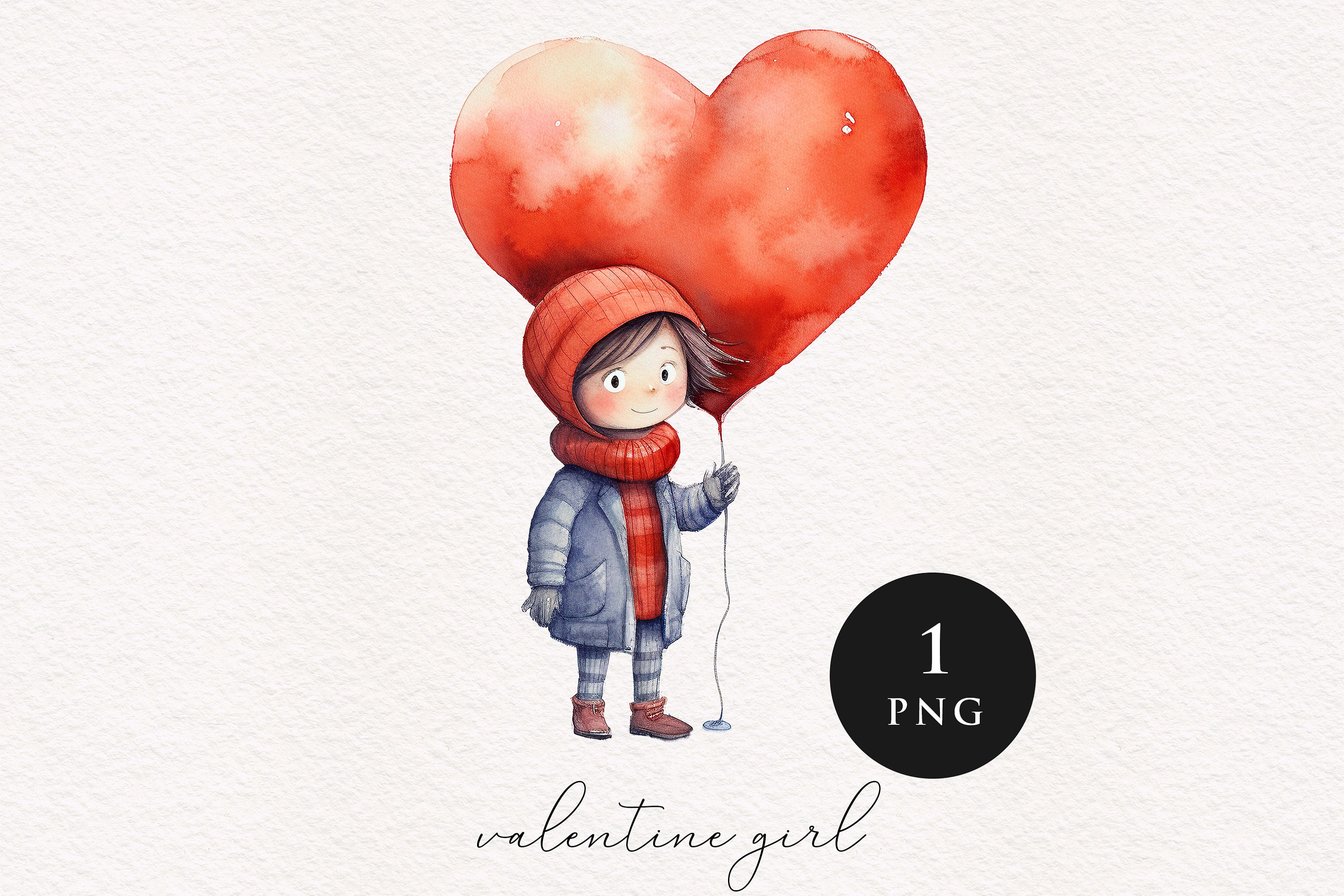Lover Girl With Heart Balloon Clipart PNG Valentines Day Sublimation ...