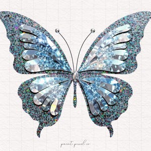 6 Silver Butterfly PNG Glittery Butterflies Clipart Silver Butterfly ...