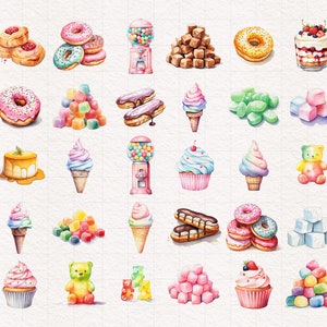 Watercolor Pastel Sweets Clipart Rainbow Sweet Treats PNG Macarons ...