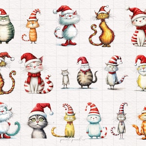 Quirky Christmas Cat Clipart Whimsical Funny Animals Silly Holiday Cats ...