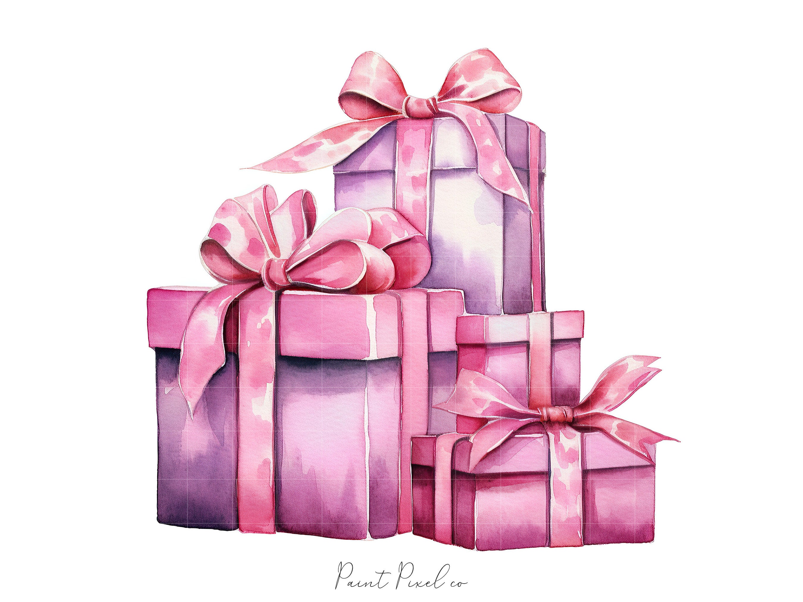 10 Pink Christmas Present Clipart High Quality Jpgs Wrapped Box Clip ...