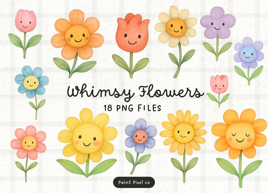 Cute Whimsy Flowers Clipart - Quirky Floral PNG Images (commercial Use ...