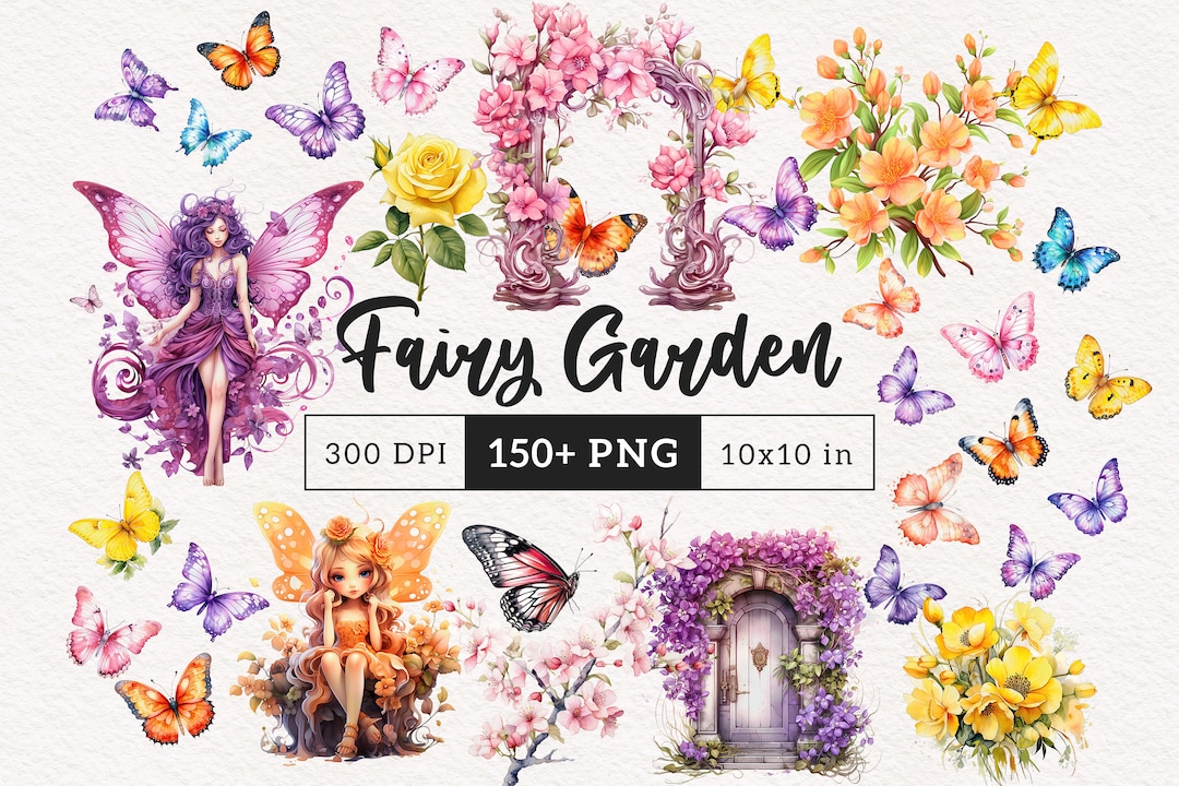 Butterfly PNG Garden Fairy Butterfly Clipart Whimsical Watercolor ...