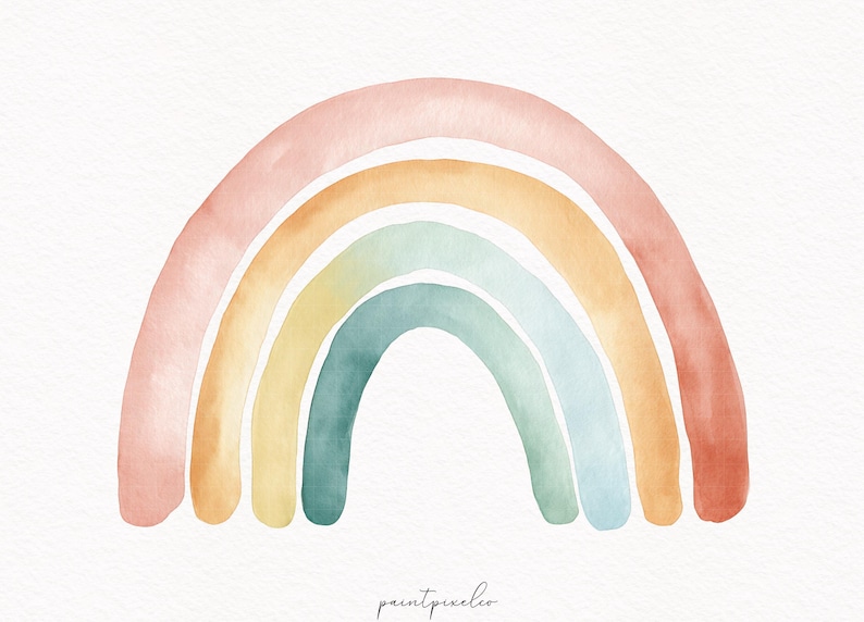 Watercolor Rainbow Clipart Rainbows PNG Cute Pastel Elements ...