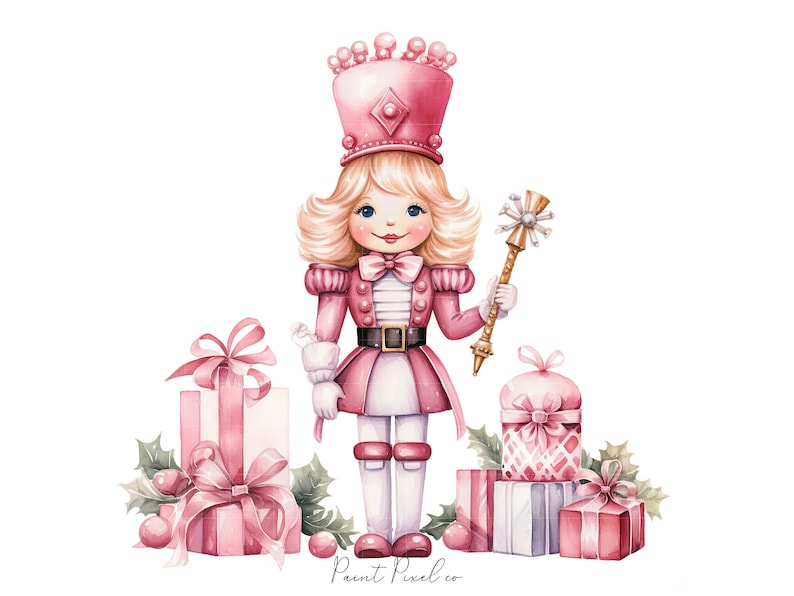 8 Pink Christmas Nutcracker Clipart High Quality Jpgs Holiday Clip Art ...