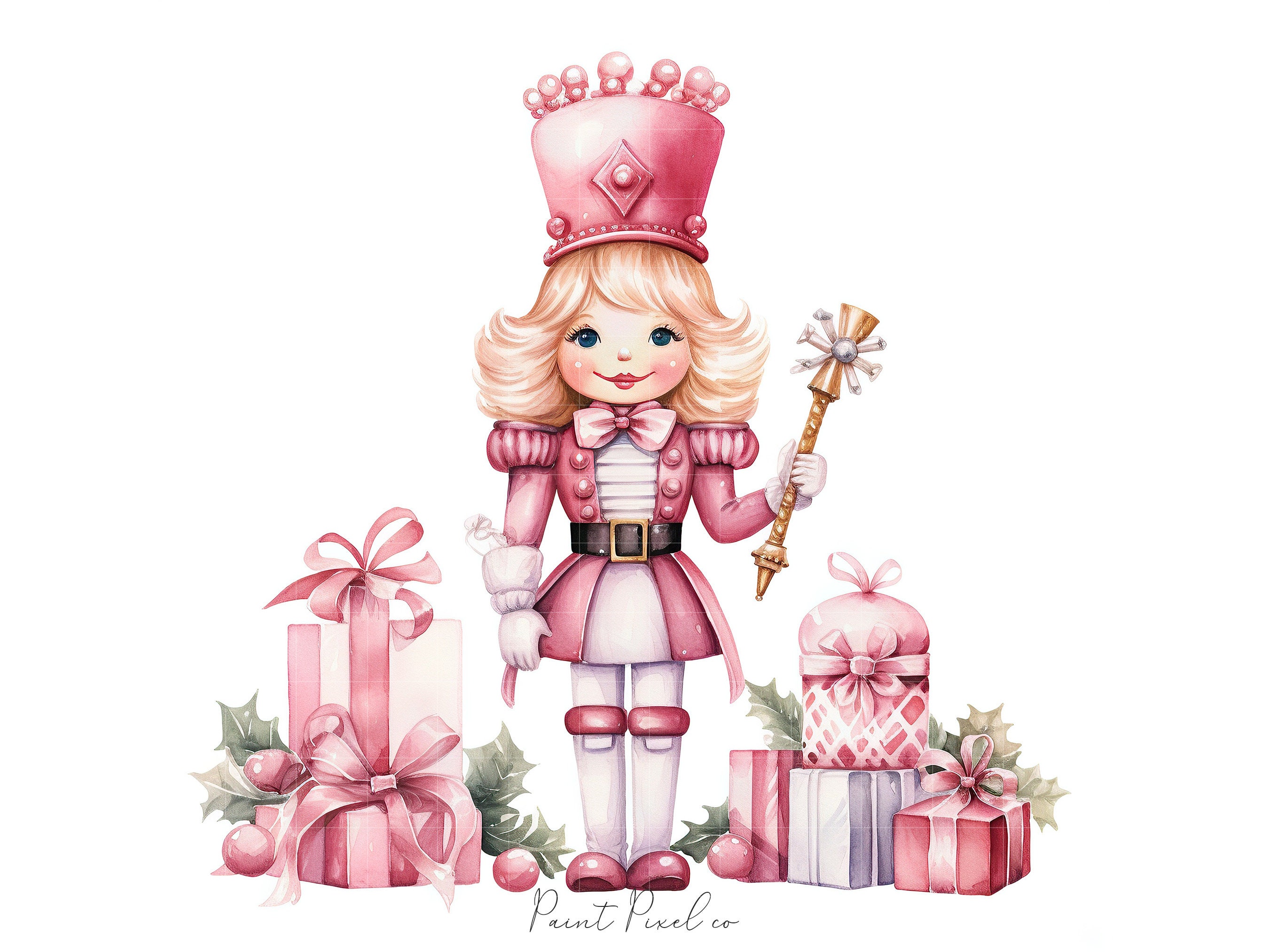 8 Pink Christmas Nutcracker Clipart High Quality Jpgs Holiday Clip Art ...